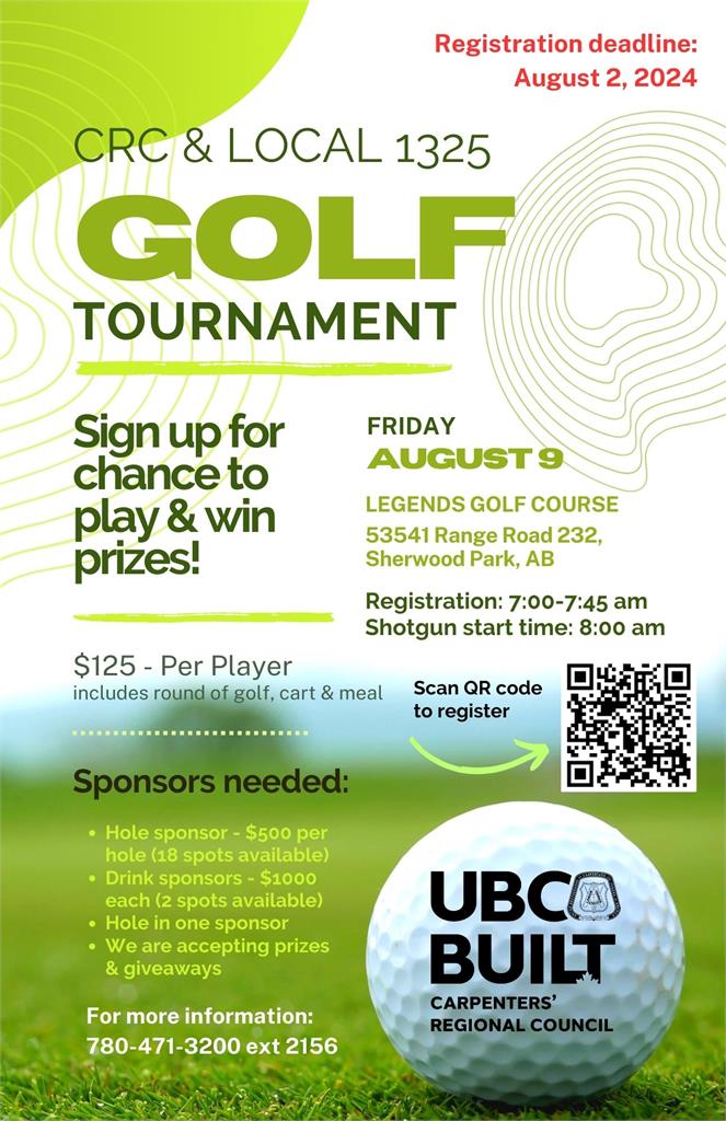 CRC & Local 1325 Golf Tournament – August 9 – Carpenters' Regional ...